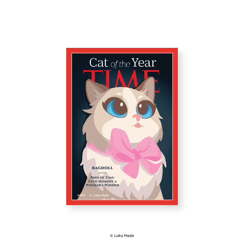 Loka Made Meowgazine Time Magazine - Waterproof Sticker