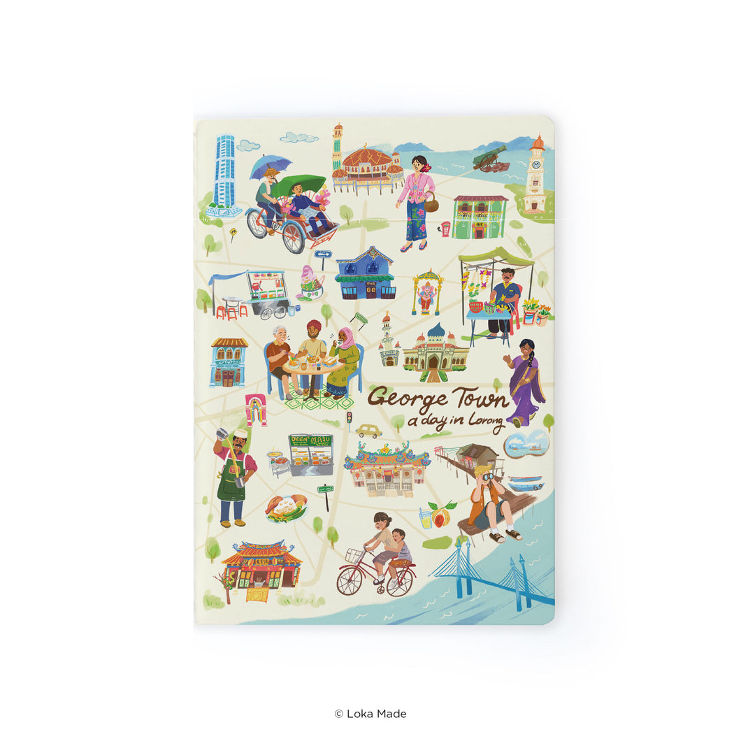 Loka Made Notebook - Doodle Land: George Town A Day In Lorong