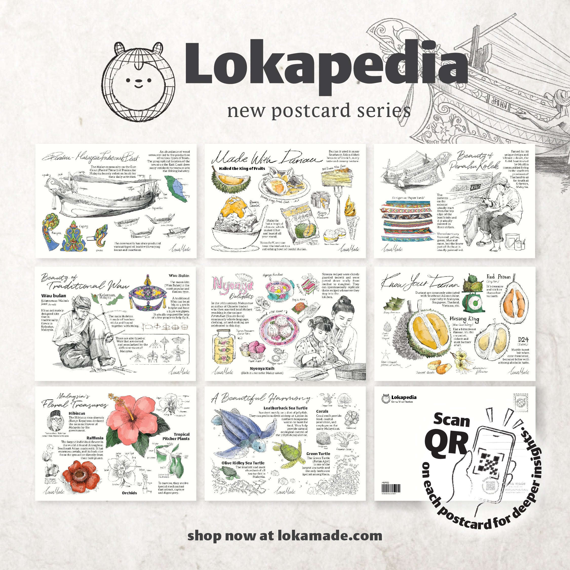 Loka Made Lokapedia Postcard Collectible Set (8in1)