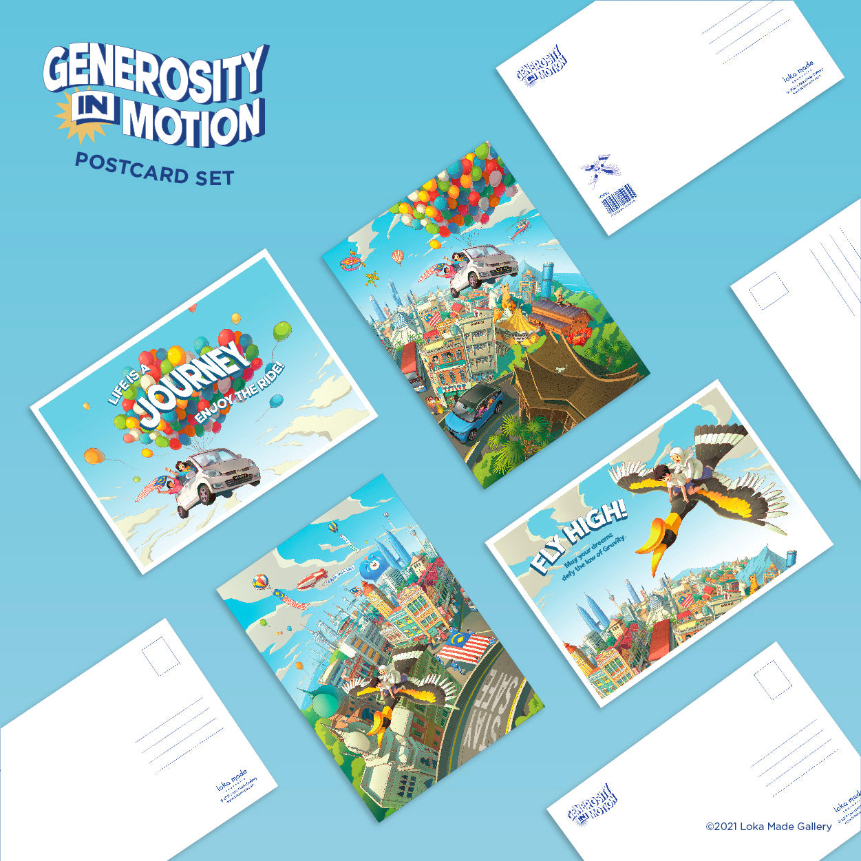 Loka Made Generosity in Motion 4 in 1 Collectible Postcard Set